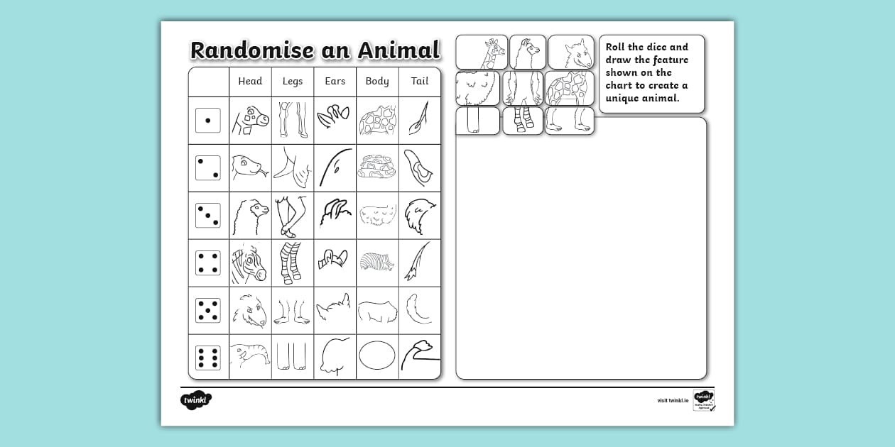 Randomise an Animal Drawing Activity (teacher made) - Twinkl