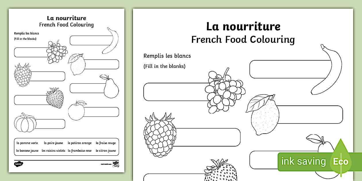La Nourriture - French Food Colouring (teacher made)