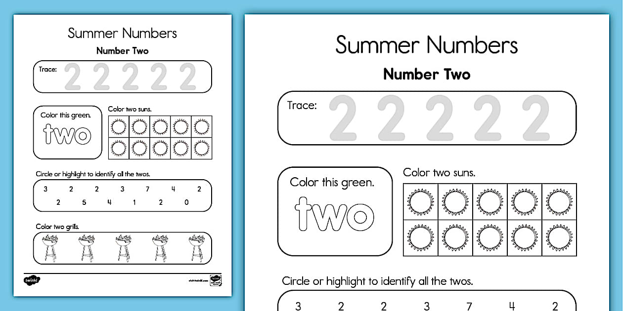 Engaging Number Two Worksheet for Kids | Twinkl USA