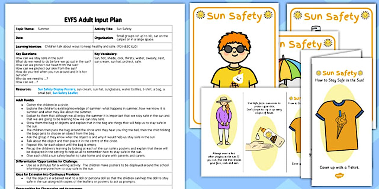 Black and White Sun Safety EYFS Adult Input Plan And Resource Pack