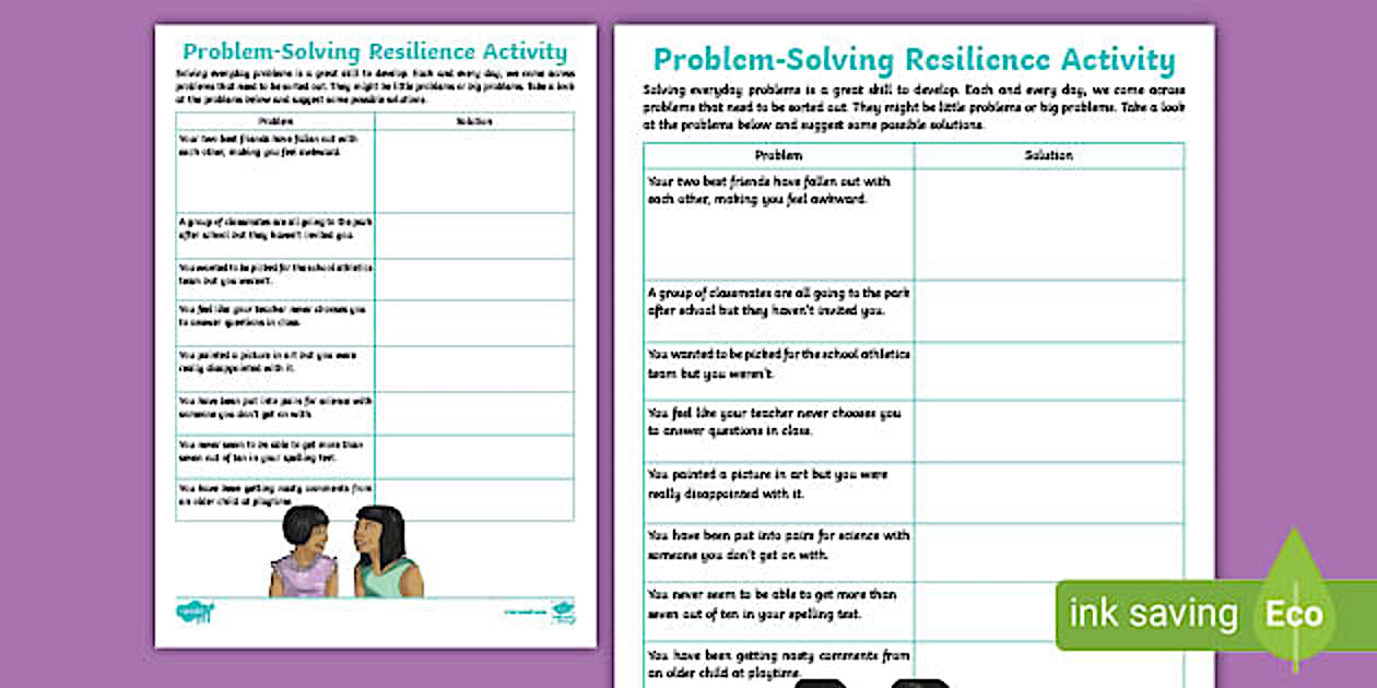 Editable Problem-Solving Resilience Activity (teacher made)