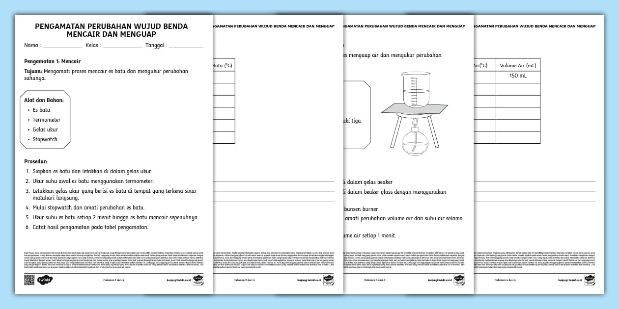 LK Pengamatan Perubahan Wujud Benda Mencair dan Menguap