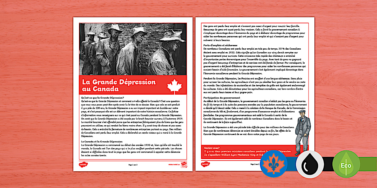 La Grande Dépression au Canada (teacher made) - Twinkl