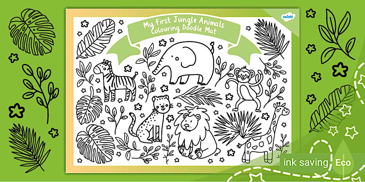 My First Jungle Animals Doodle Mat (teacher made) - Twinkl