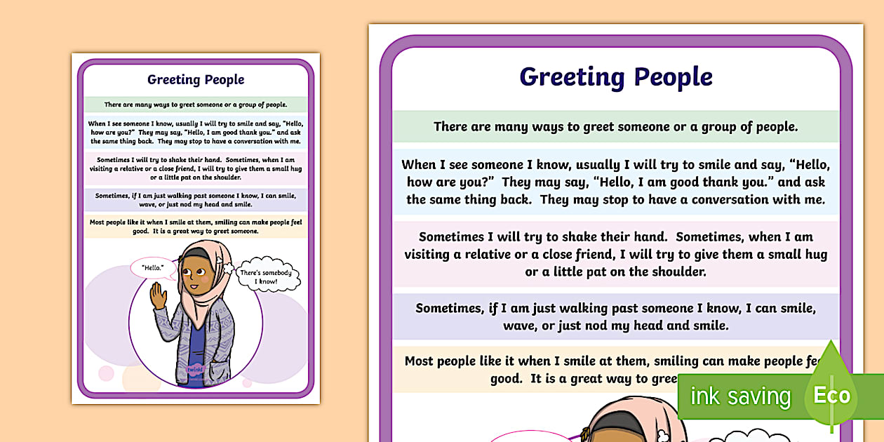 Greeting People Social Situations Poster (teacher made)