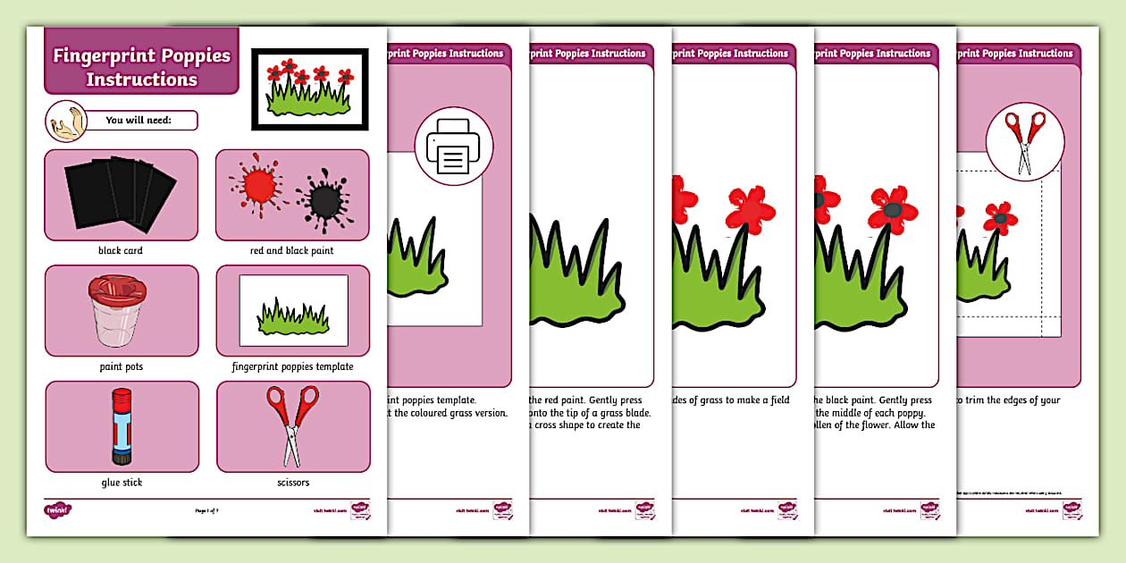 Fingerprint Poppies Activity with Visual Supports - Twinkl