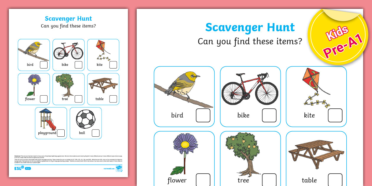ESL Park Scavenger Hunt for Kids (teacher made) - Twinkl