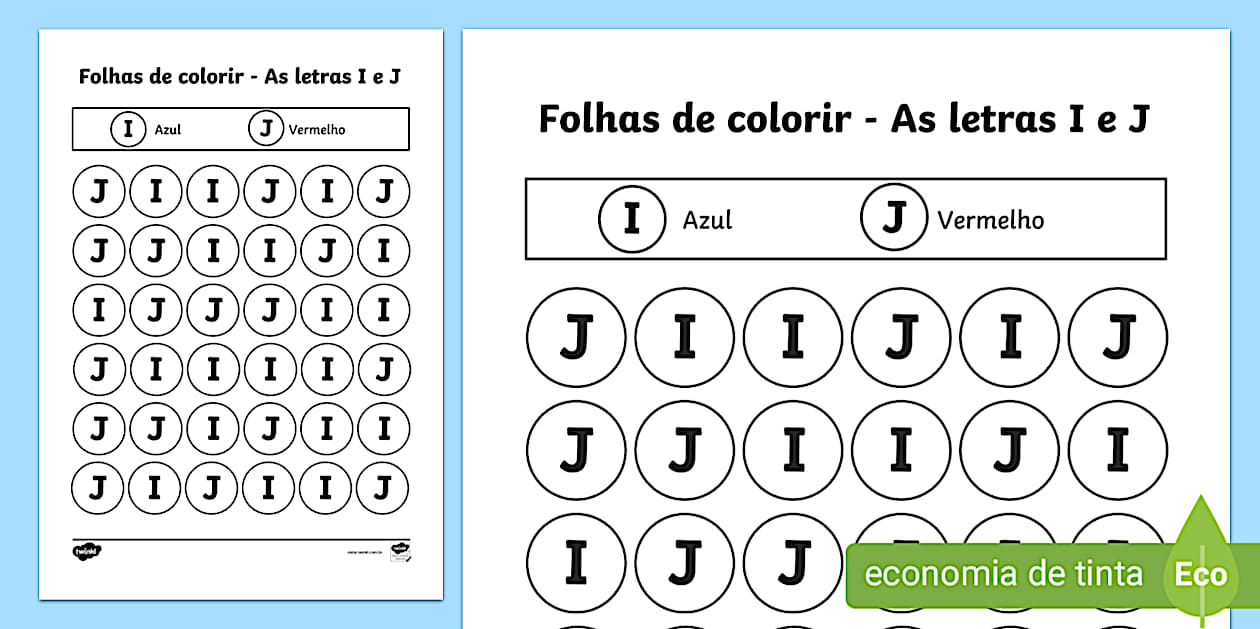 - Dislexia - Folha de colorir: Letras confusas - I/J