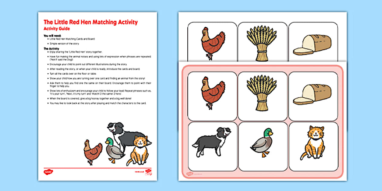The Little Red Hen Matching Activity Busy Bag Resource Pack for Parents