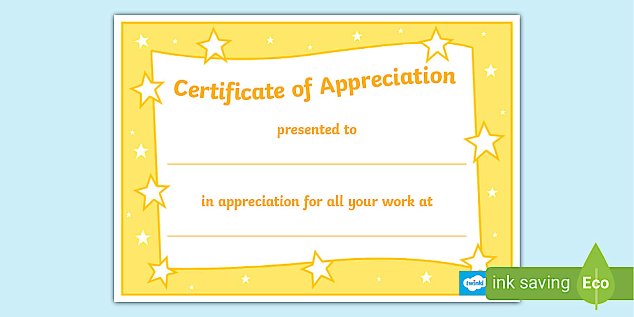 Cursive Certificate of Appreciation Template - Twinkl