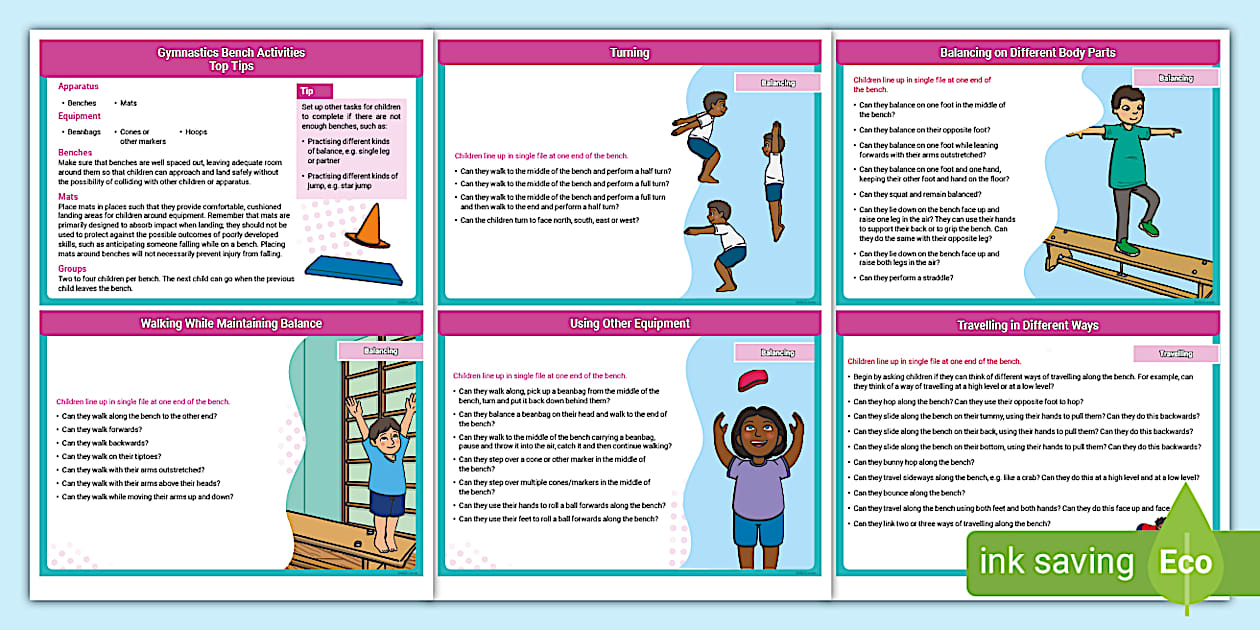 Gymnastics Bench Activities (Teacher-Made) - Twinkl