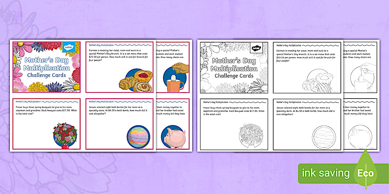 Mother's Day Multiplication Challenge Cards (teacher made)