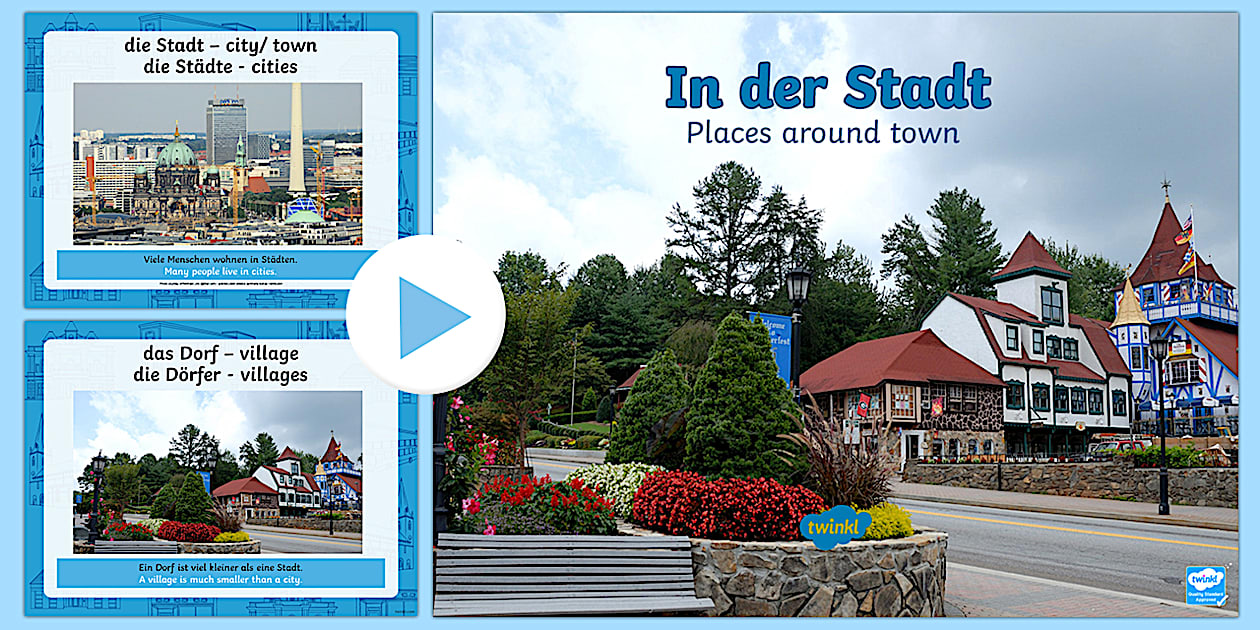 Places Around Town in German - In and Around Town PowerPoint