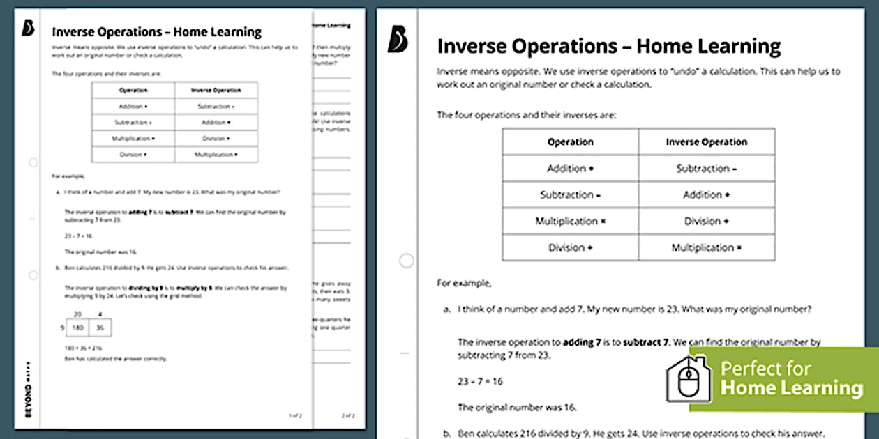 👉 Inverse Operations KS3 Walkthrough Worksheet | Beyond