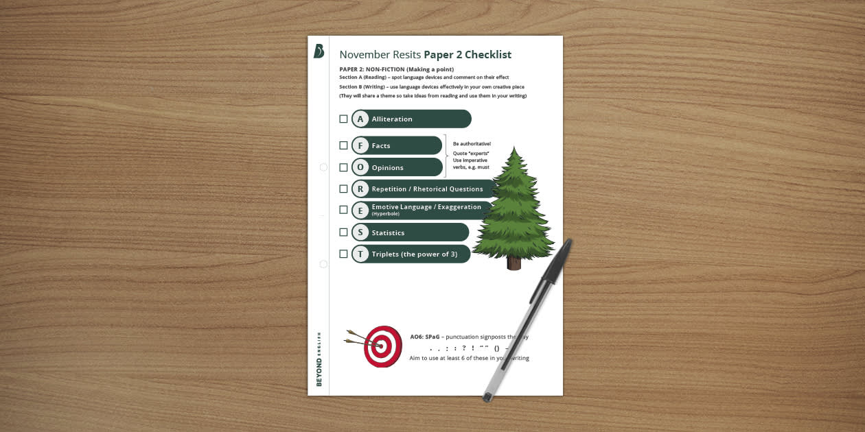 GCSE English Language Paper 2 Checklist (teacher made)