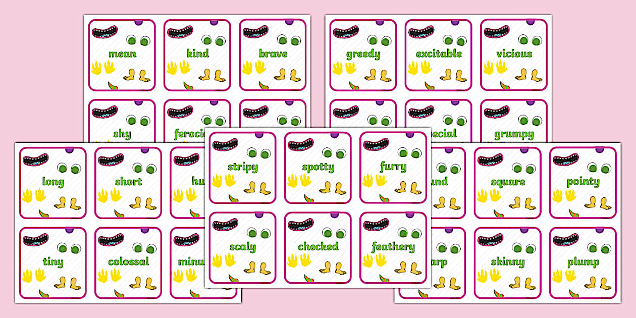 Monster Adjectives Flashcards (teacher made) - Twinkl