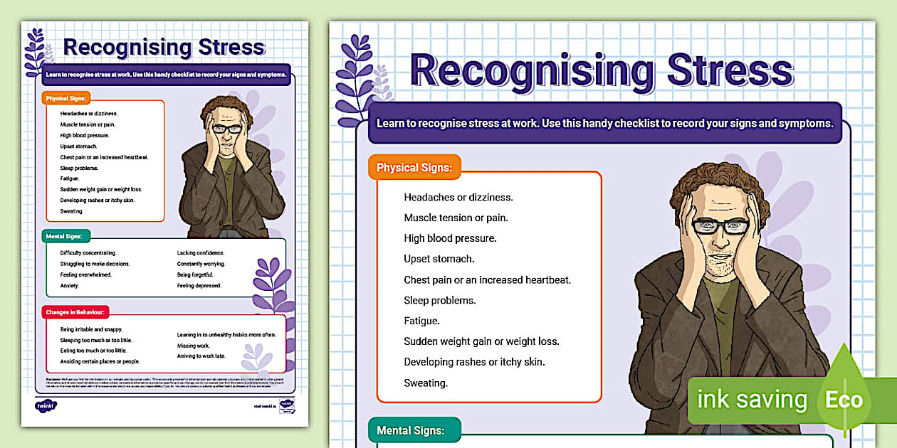 Recognizing Stress Checklist (teacher made) - Twinkl