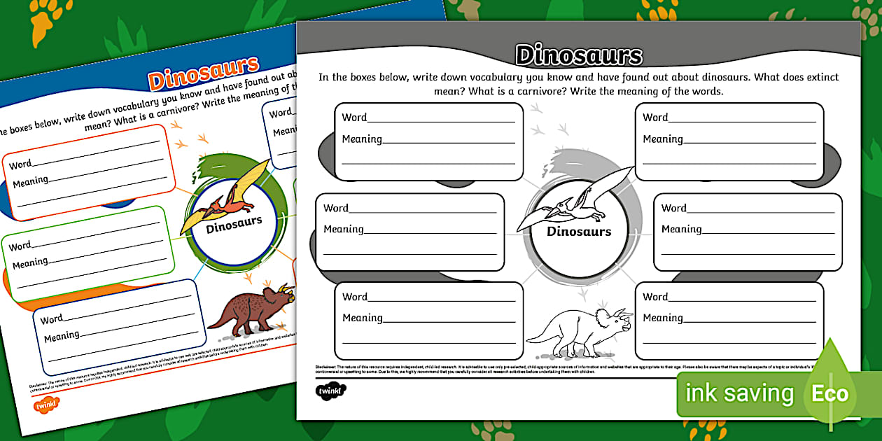 Dinosaurs Vocabulary Mind Map - Twinkl