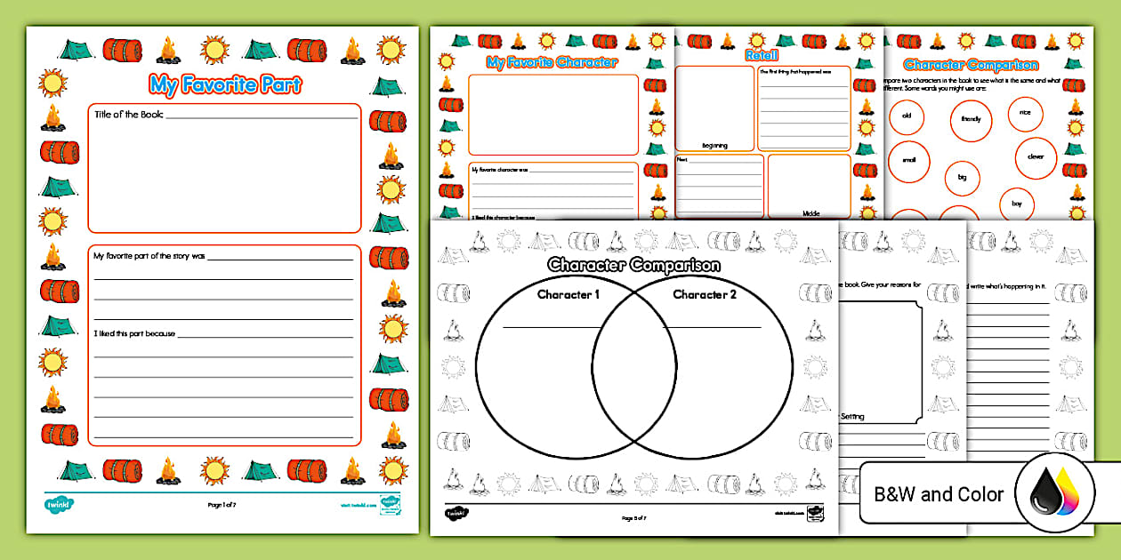 Summer Camp Reading Challenge Journal Responses K-5th Grade
