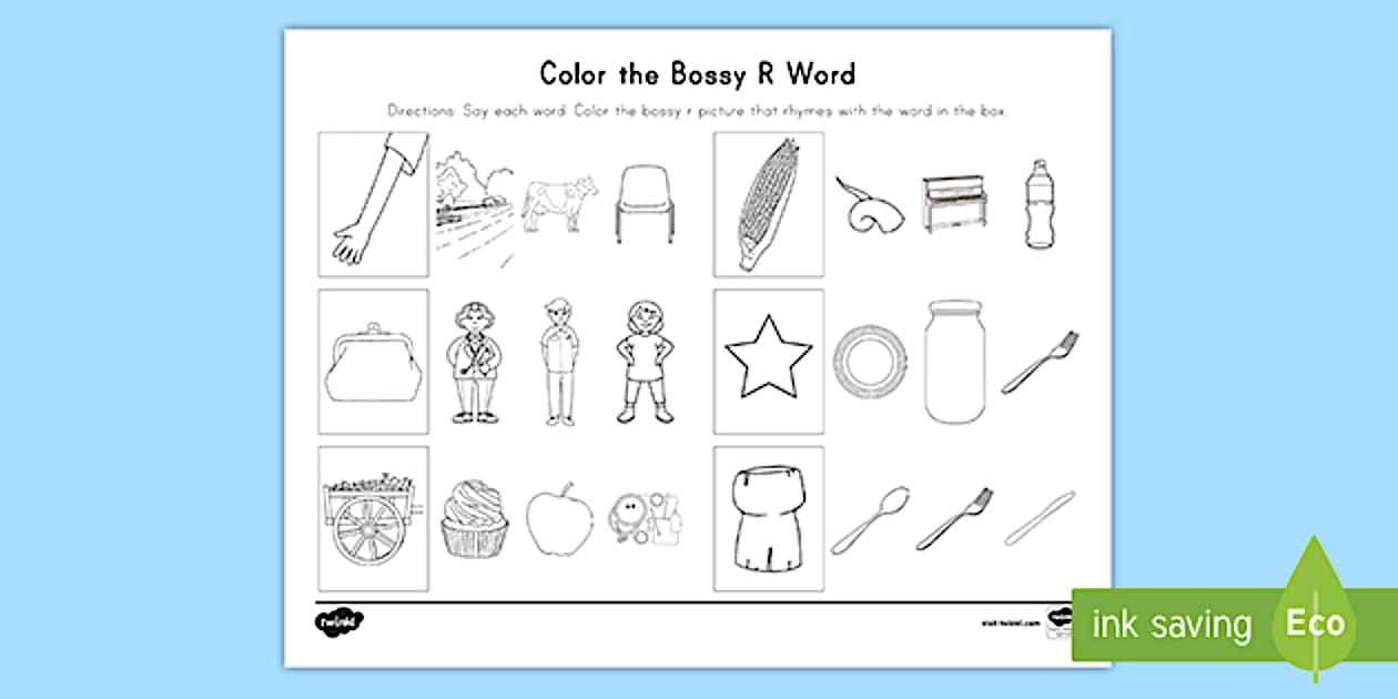 Color the Bossy R Words Worksheets (teacher made) - Twinkl