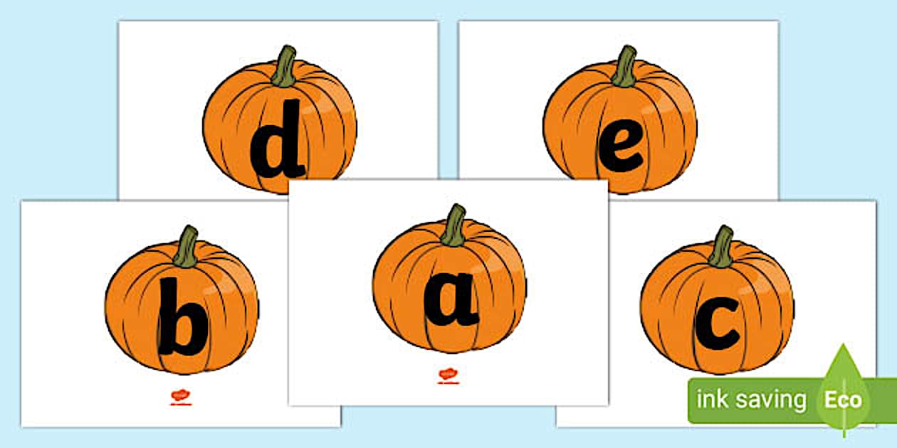 Cursive A-Z Alphabet on Pumpkins (teacher made) - Twinkl