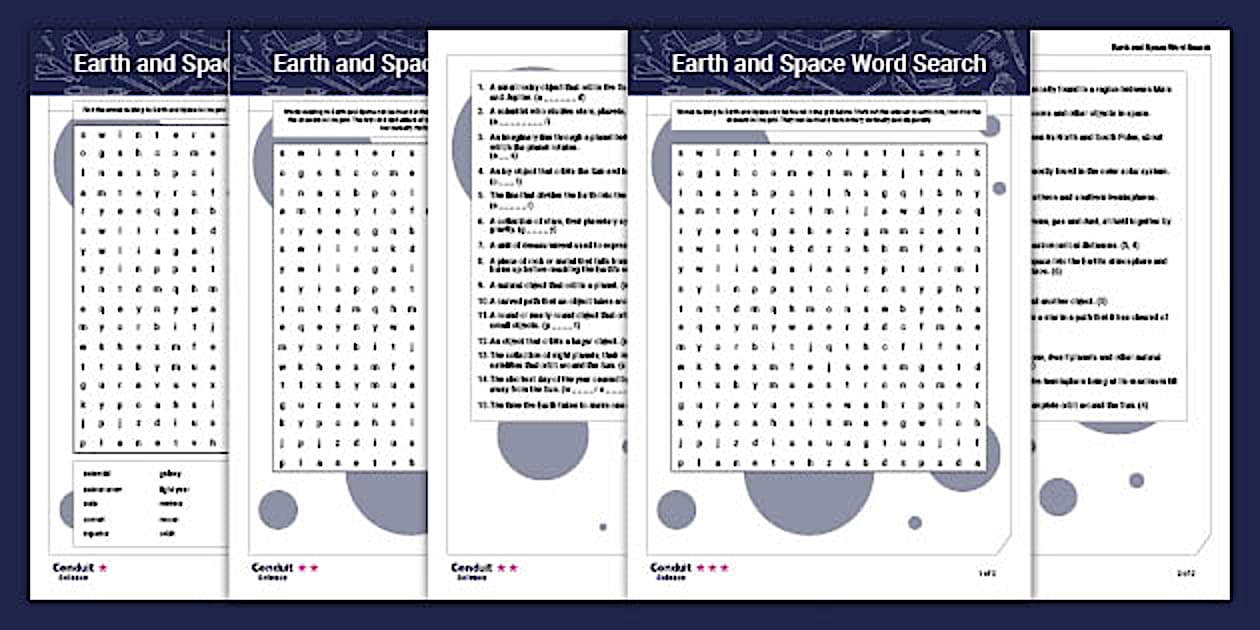 Earth and Space: Word Search Activity Sheet (teacher made)