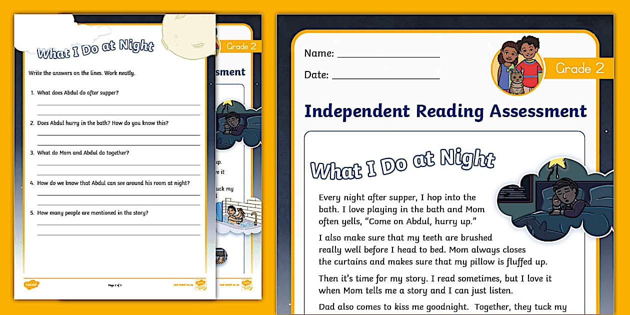 Grade 2 Independent Reading Assessment Activity and Rubric