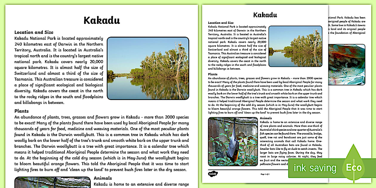QLD Kakadu National Park Fact Sheet (teacher made) - Twinkl