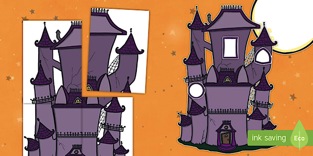 Editable Halloween Haunted House Door Display Cut-Outs