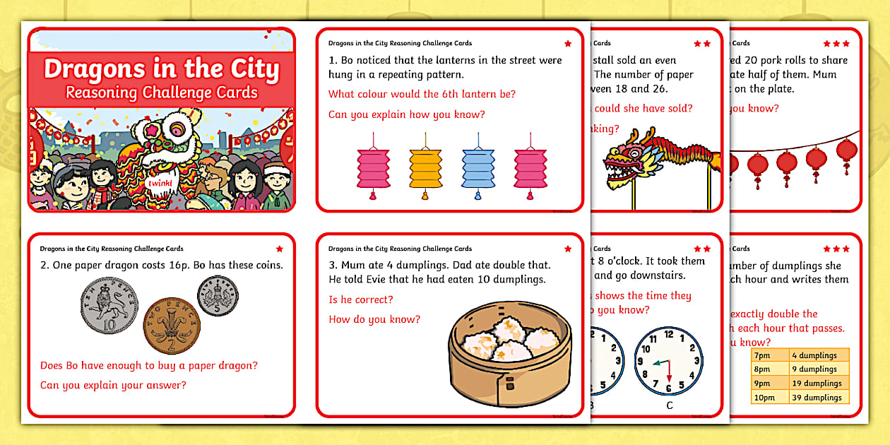 Chinese New Year: Year 1 Reasoning Challenge Cards - Twinkl