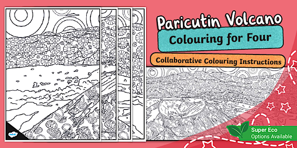 Parícutin Volcano Colouring for Four | Parents Age 5-7