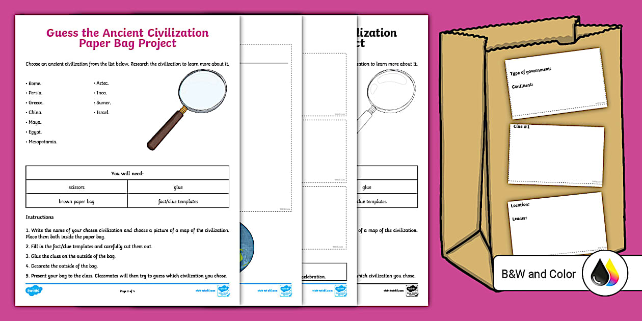 Guess the Ancient Civilization Paper Bag Project With Self-check and ...