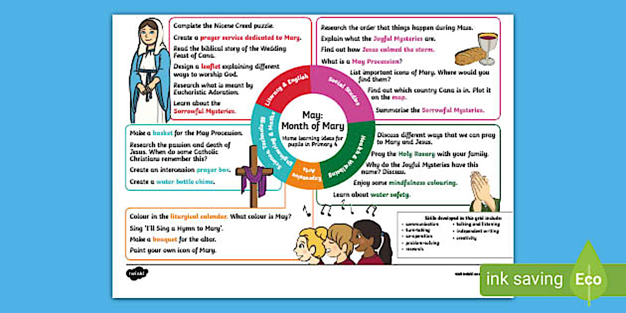 May Month of Mary P4 Mini Home Learning Topic - Twinkl