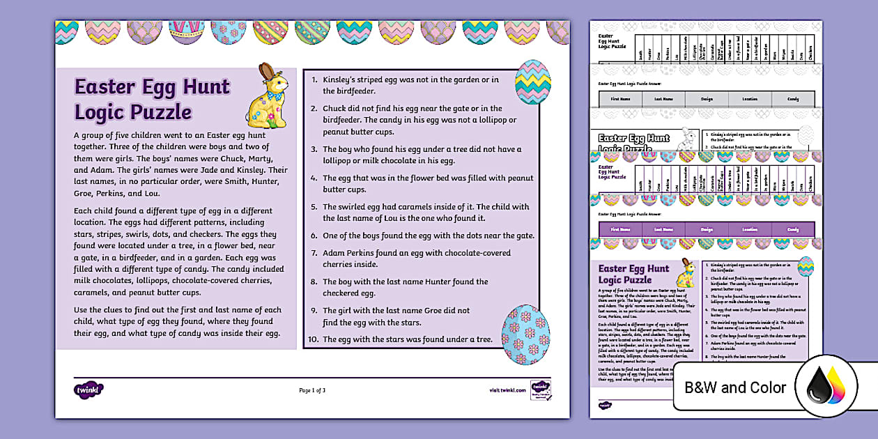 Eater Logic Puzzle Activity for Grades 6-8 | Twinkl USA