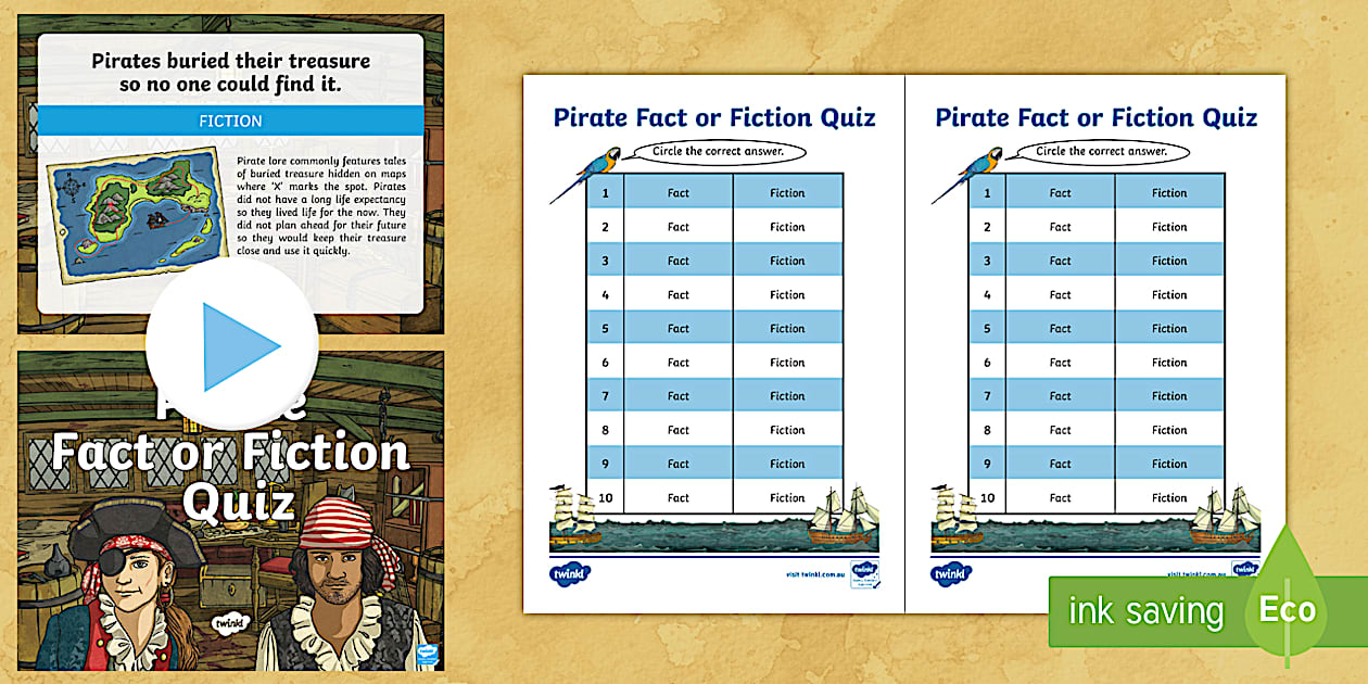 Pirate Fact or Fiction Quiz Pack - Twinkl