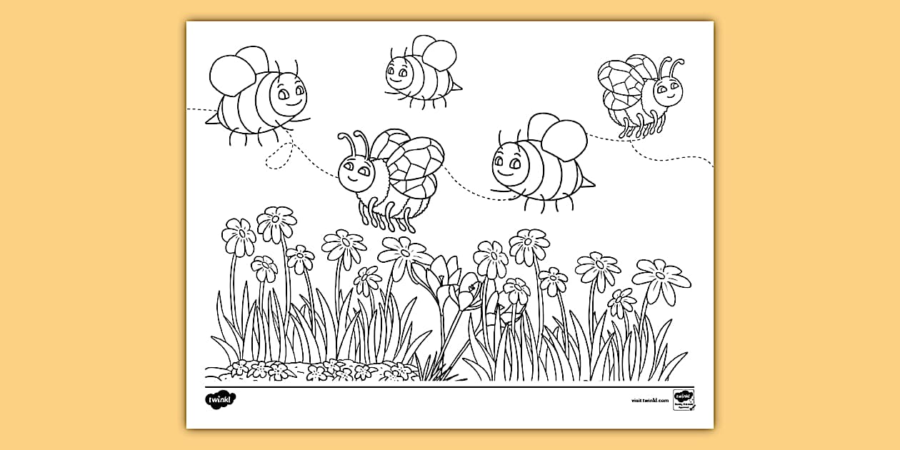 Cute Bee Coloring Sheet (teacher made) - Twinkl