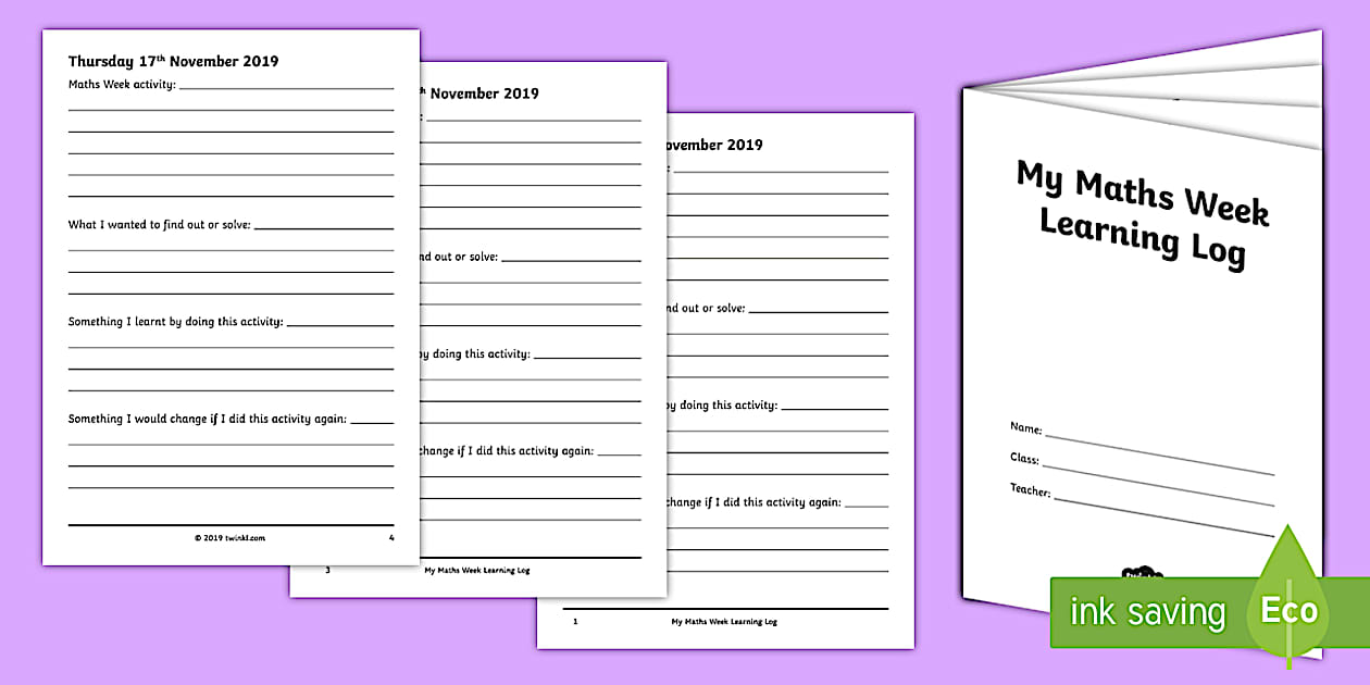 Editable ROI Maths Week Learning Log Booklet (teacher made)