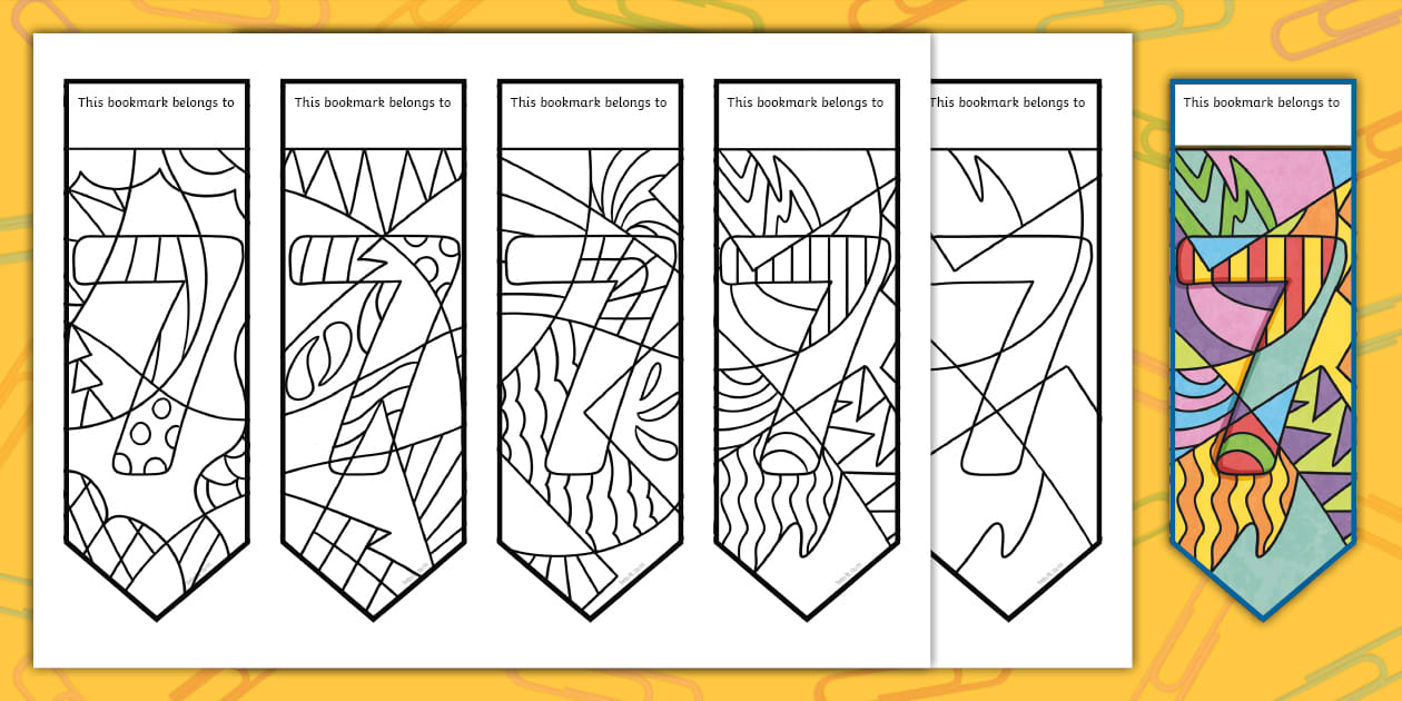 Primary 7 Pop Art Colouring Bookmarks (teacher made)