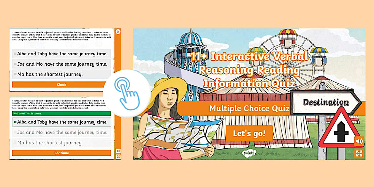 11+ Interactive Verbal Reasoning Reading Information Quiz
