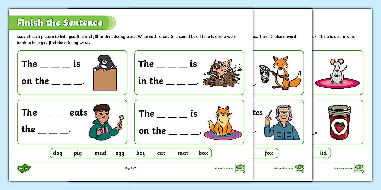 Finish the CVC Sentence (teacher made) - Twinkl