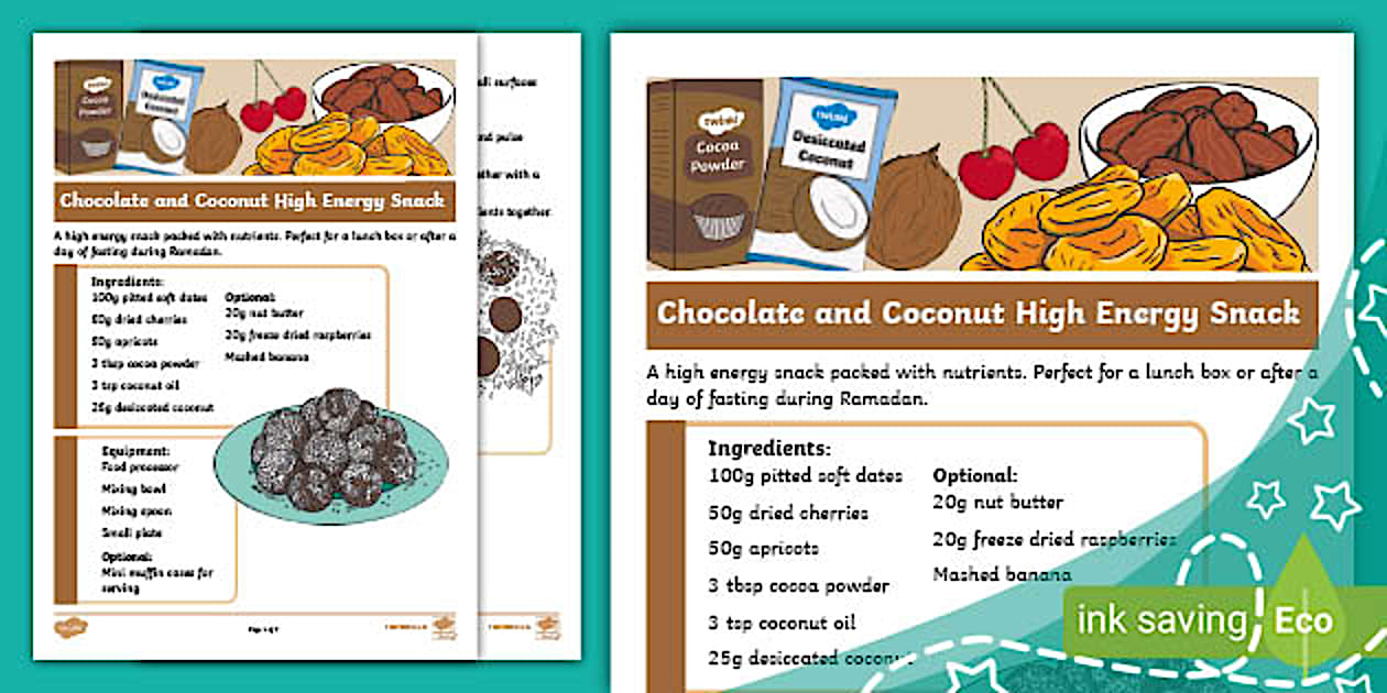 Chocolate and Coconut High Energy Snack Recipe - Twinkl
