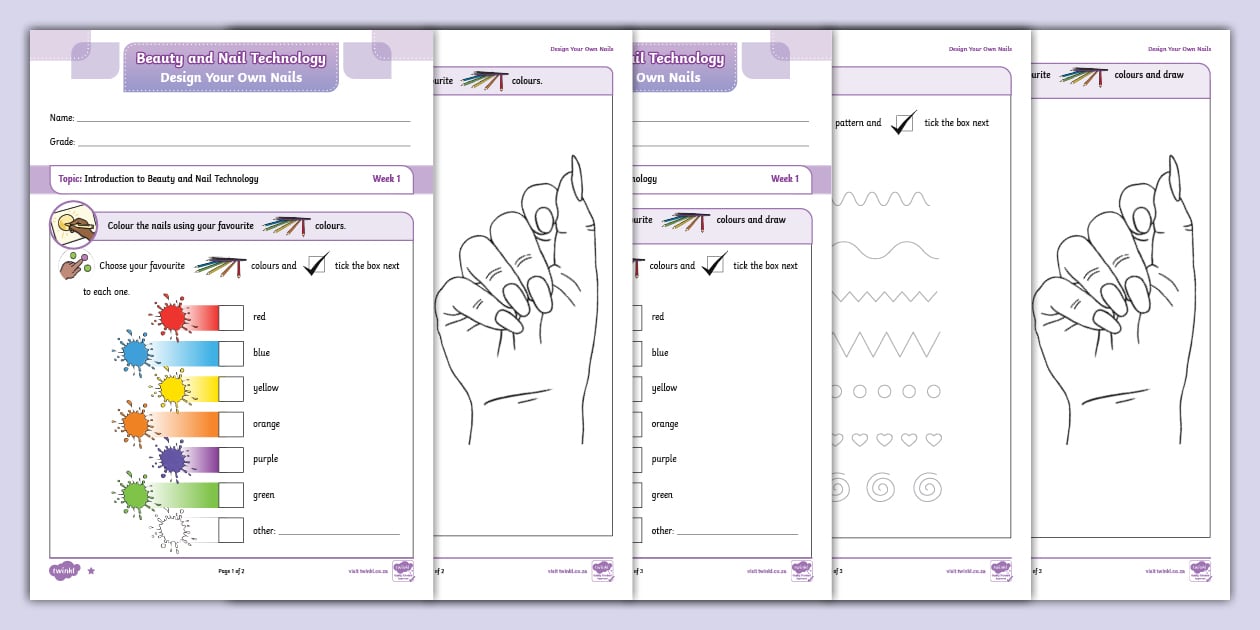 Beauty and Nail Technology: Design Nails Activities - Twinkl