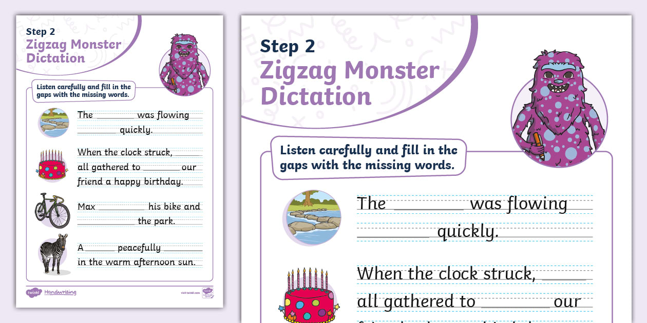 Twinkl Handwriting Scheme: Step 2 Zigzag Monster Dictation