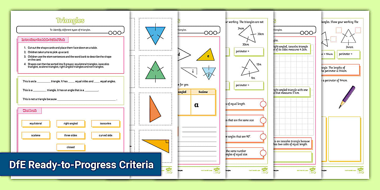 👉 Triangles Differentiated Maths Worksheets - Twinkl