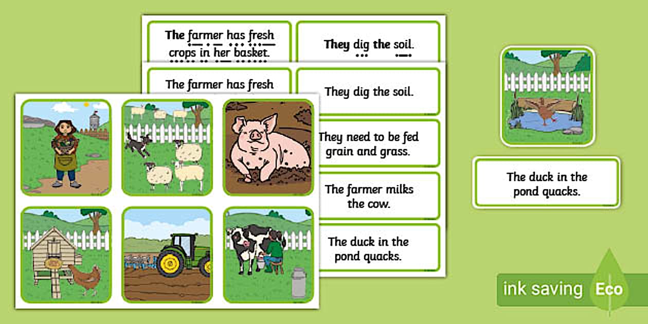 On the Farm Simple Sentence Matching Activity (teacher made)