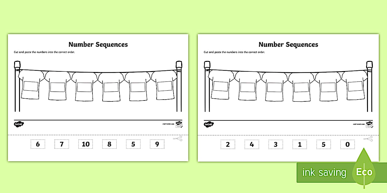 Editable Cut and Paste Number Sequencing Worksheets - Twinkl