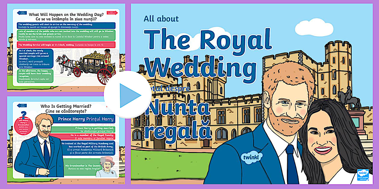 EYFS All about the Royal Wedding PowerPoint English/Romanian