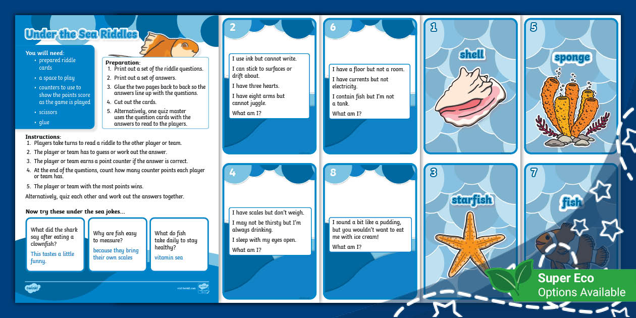 Under the Sea Riddles (teacher made) - Twinkl