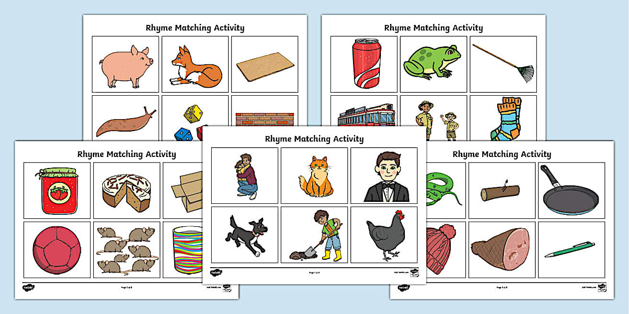 Cursive Rhyming Words Matching Activity - Twinkl