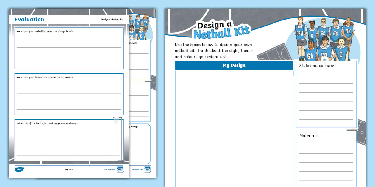Design a Netball Kit Worksheet (teacher made) - Twinkl